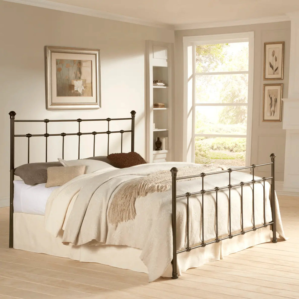 Full or Full XL Size Dexter Hammered Brown Metal Bolt-On Headboard and ...