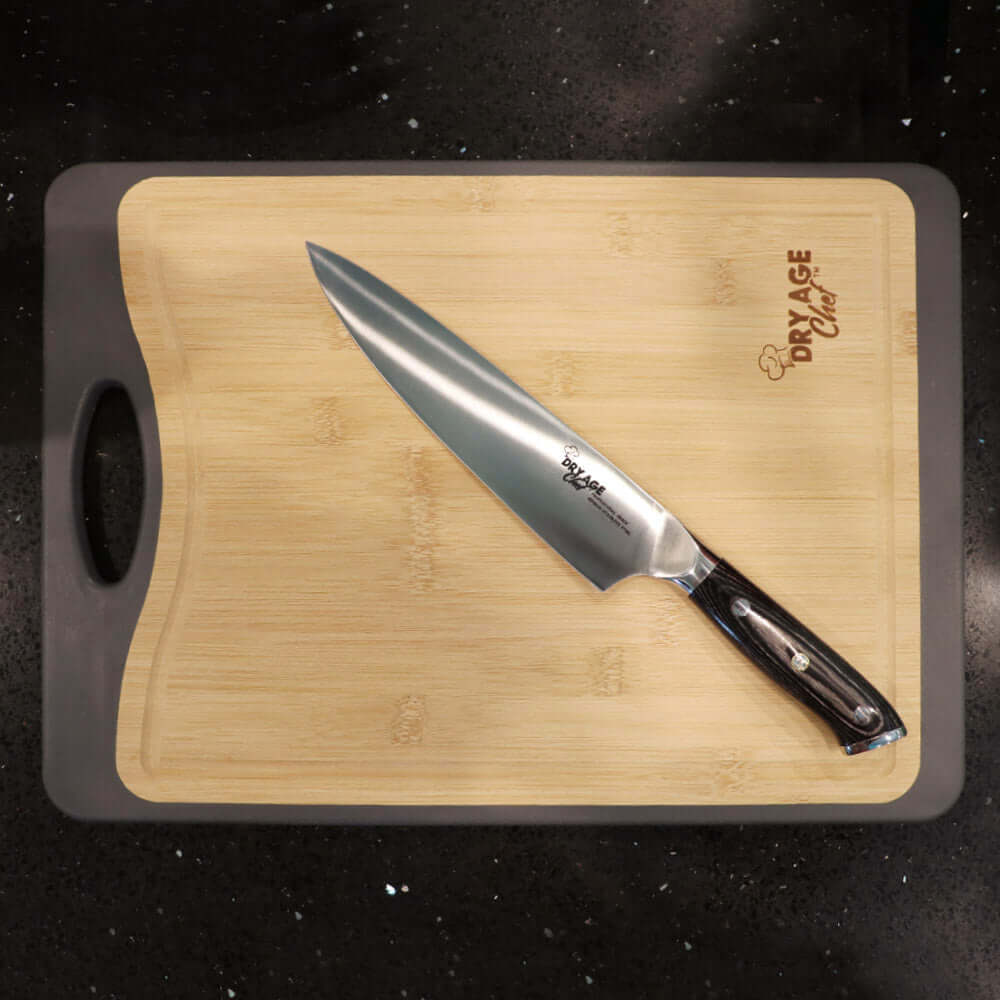 German Stainless Steel Chef/Butcher Knife & Hybrid Cutting Board Combo ...