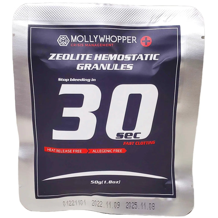 Mollywhopper First-Aid Zeolite Hemostatic Granule Pouch 30-Second Blood ...